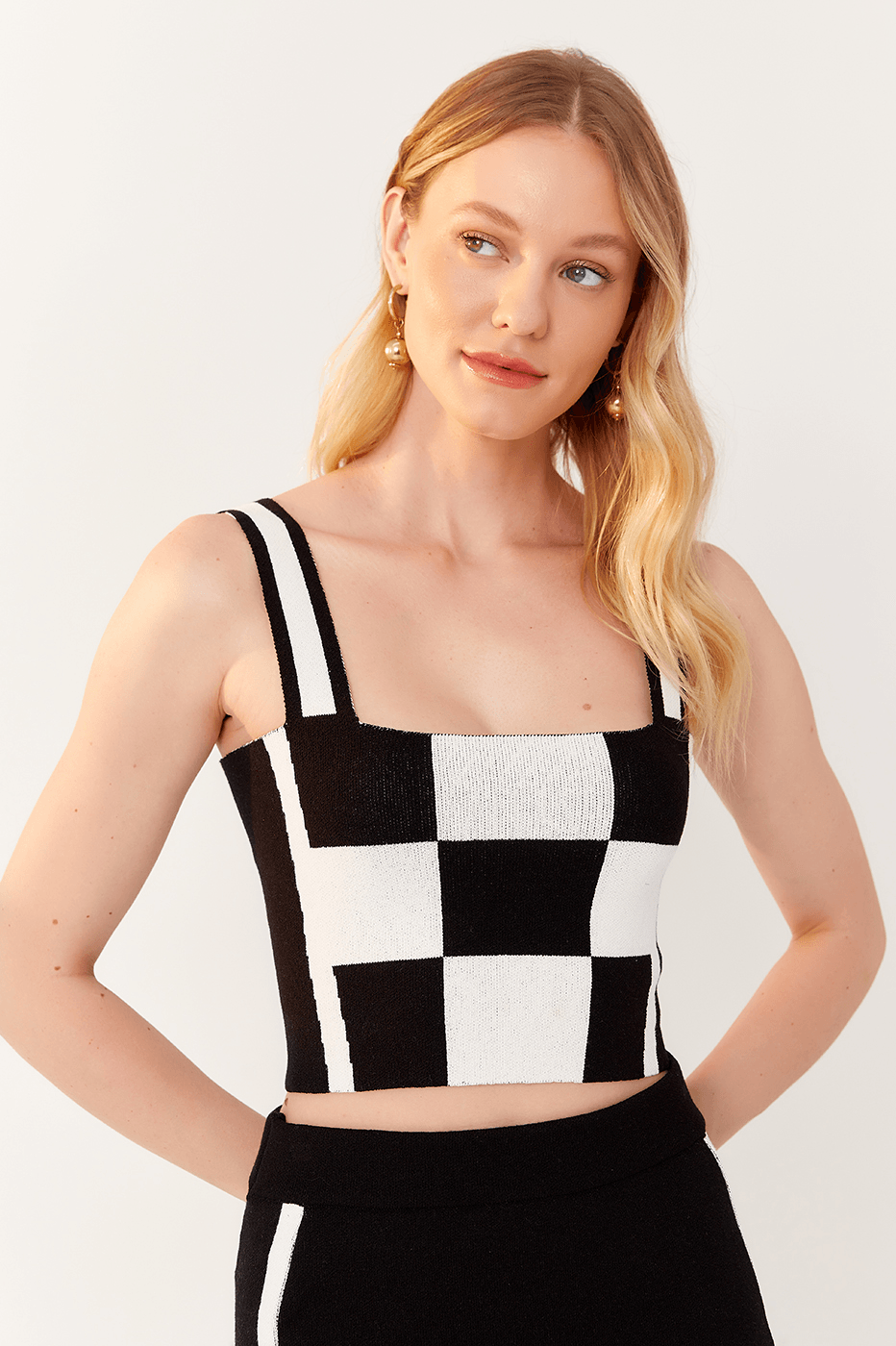 Checkered Knit Blouse 02082771337